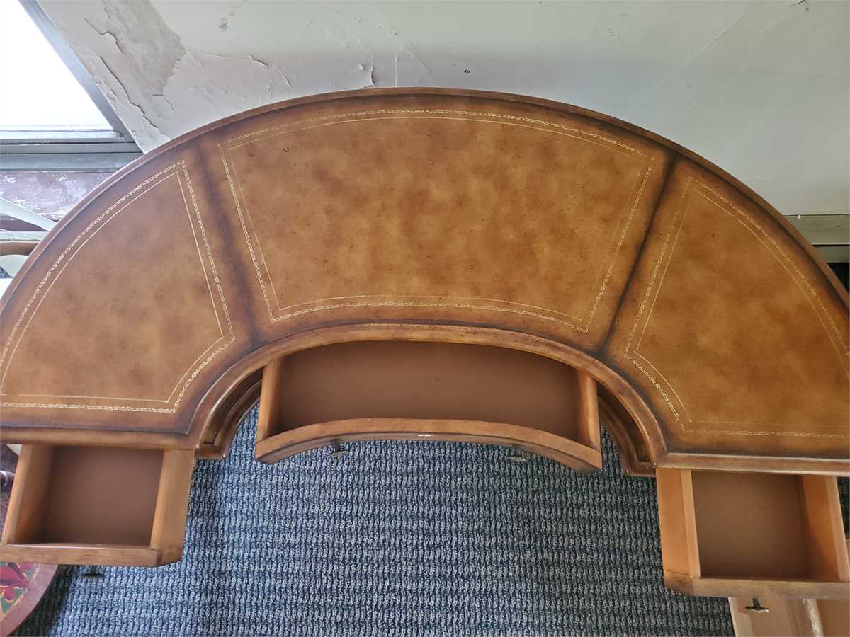 Detailed, Wooden, Semi-Circle Desk Online Government Auctions of ...