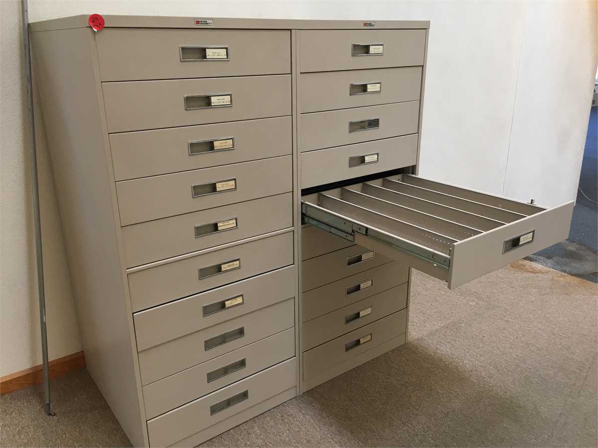 Lot of (2) Russ Bassett Microfilm Storage Cabinets Online Government ...